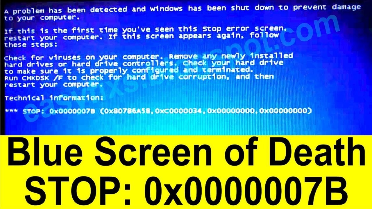 How to Fix Blue Screen of Death, Technical information STOP: 0x0000007B