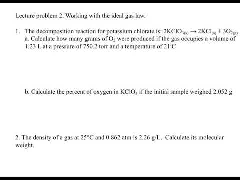 Chapter 5. Ideal Gas Law Problems