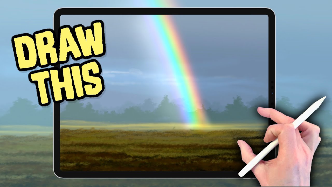 HOW TO DRAW A RAINBOW - Step by step Procreate landscape tutorial
