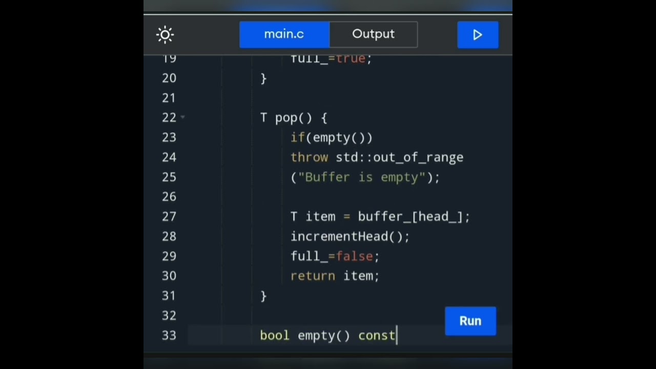 How to write a c++ program to implement a circular buffer(also known as a ring buffer) in c++.