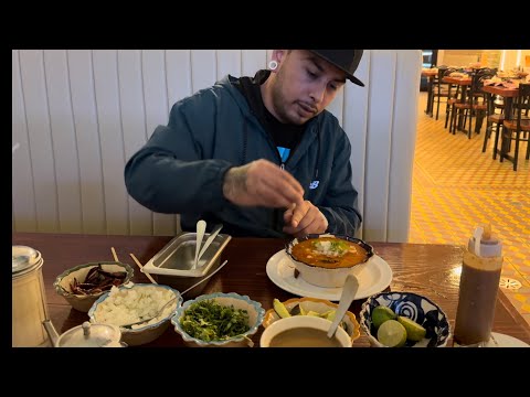 Trying Mexican Soup. The best Menudo in Tijuana,Mexico.