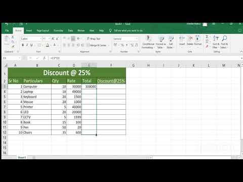 Discount@25% in Excel || Find Discount in Excel || Excel ||