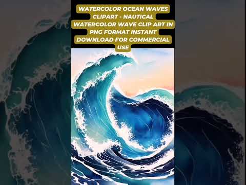 Watercolor Ocean Waves Clipart - nautical watercolor wave clip art download for commercial use
