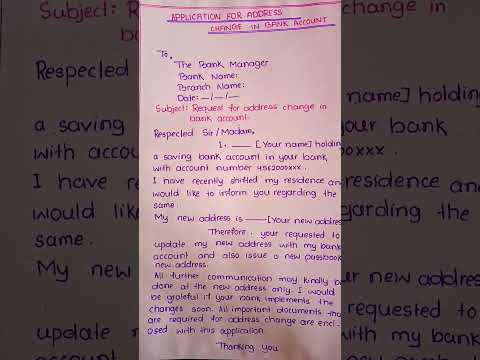 Application for address change in Bank Account l