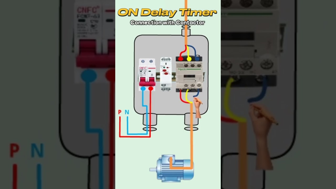 On Delay Time circuit | Mc on with on Delay timer | on Delay timer connection | timer | motor