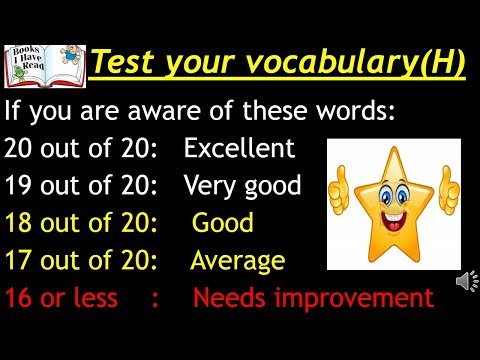 H Few important English word meaning for book reader starting with 'H'