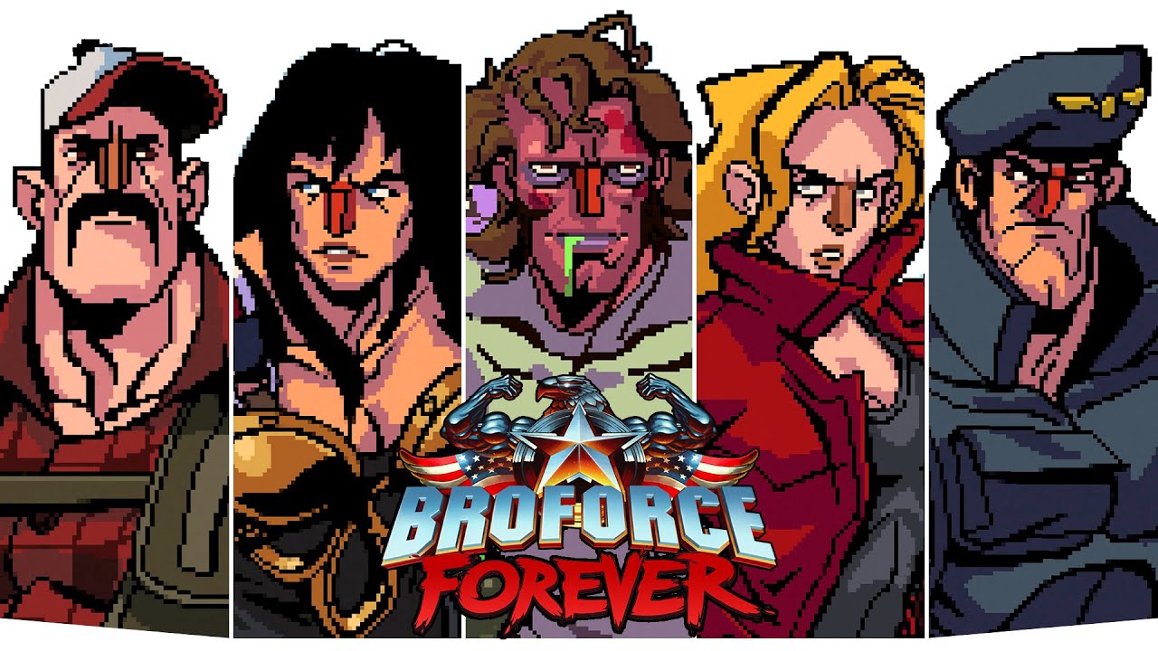 BROFORCE FOREVER - All Character Intros & References! (2023 Update)
