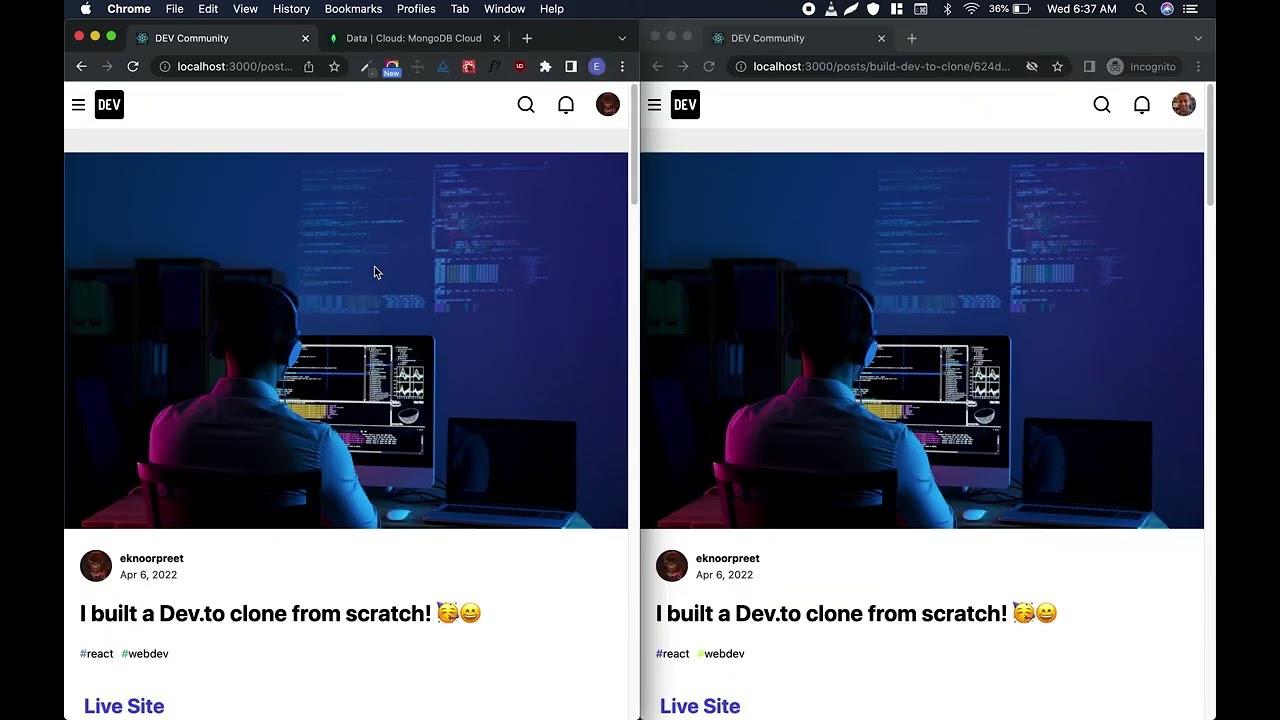 A DEV.to clone using MERN stack by Eknoorpreet