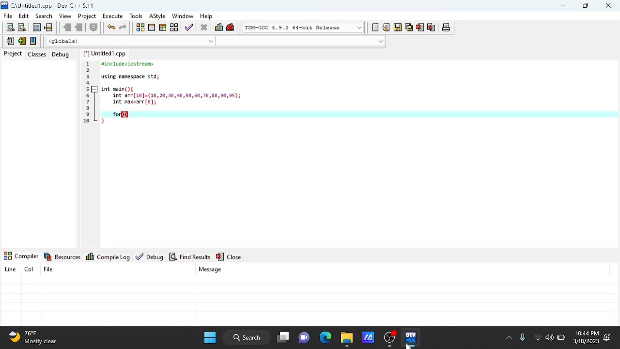 mencari bilangan terbesar di array