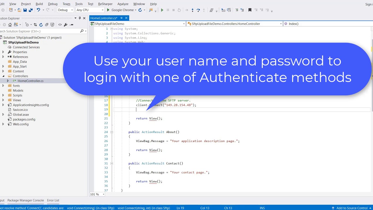 Simple steps on SFTP upload file  to  FTP Server in C# app using Ultimate FTP library