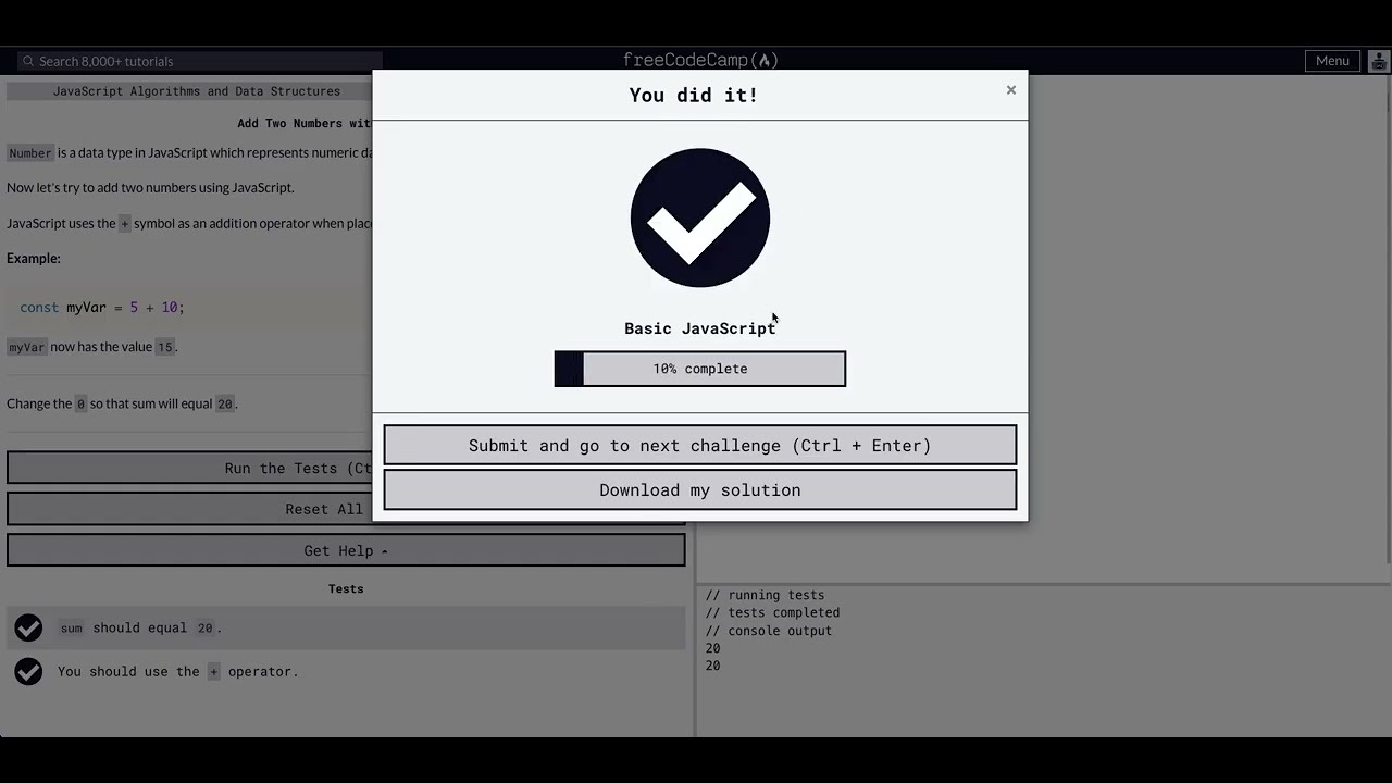 Add Two Numbers with JavaScript - Free Code Camp Help - Basic Javascript - Algorithms & Data Structs