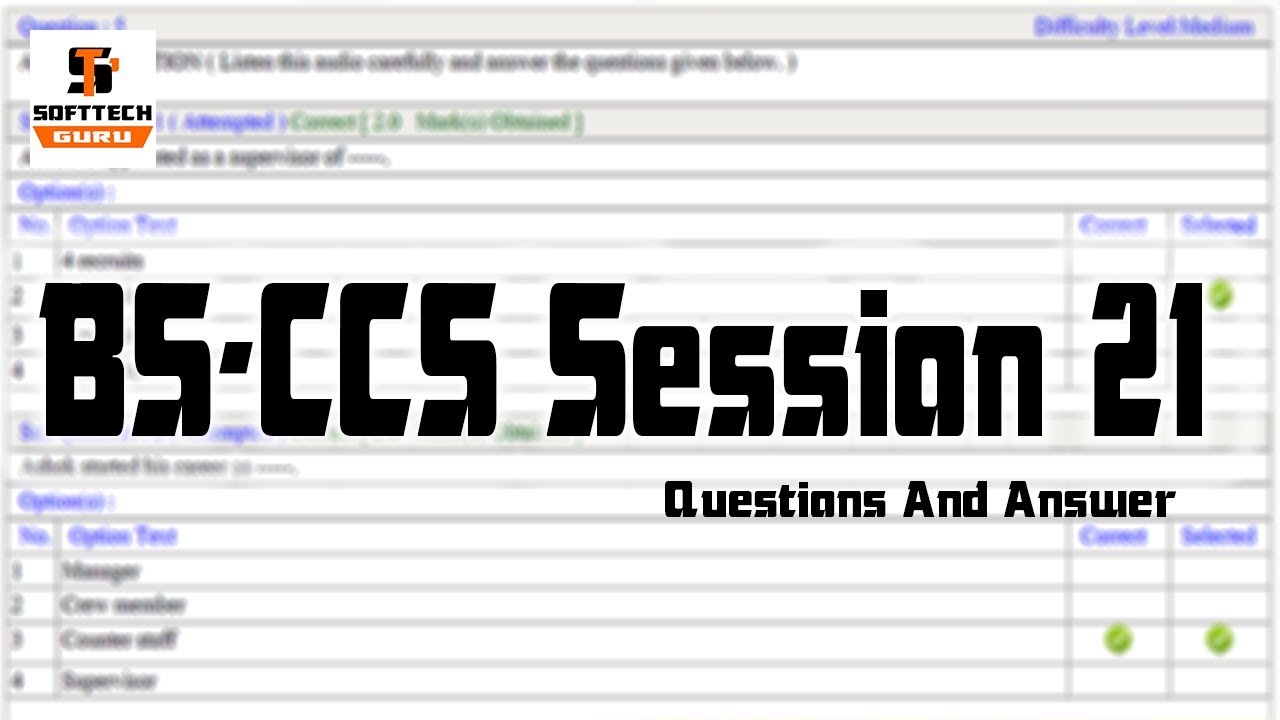BS-CCS Questions And Answer | Session 21 Download Pdf File