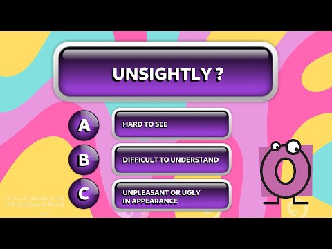 Vocabulary Word. UNSIGHTLY. Multiple Choice. Definition. Examples. #Learn #English #Vocabulary