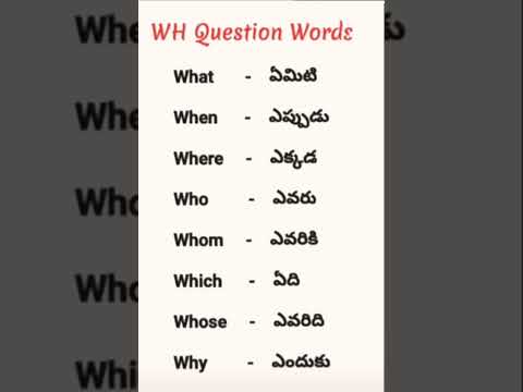 Wh question words telugu through english!
