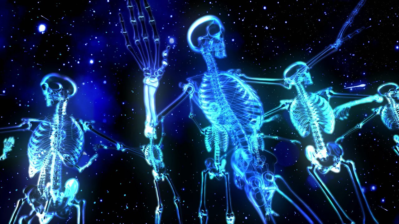 4K Screensaver | Halloween Holographic Dancing Skeletons – Psychedelic VJ Loop (No Sound)