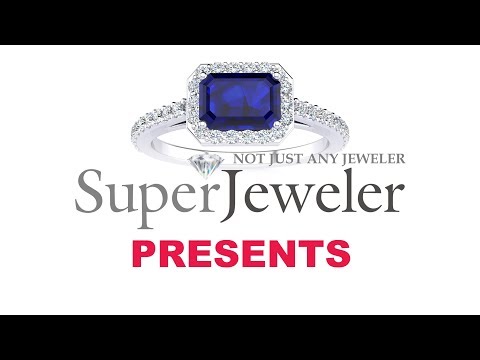Sapphire rings, September Birthstone, Sapphire and Halo Diamond Ring In 14 Karat White Gold JWL2433