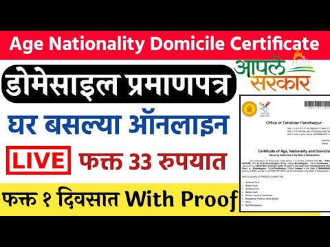 Domicile Certificate Online Live in 2024 | How to apply Domicile in Maharashtra Marathi