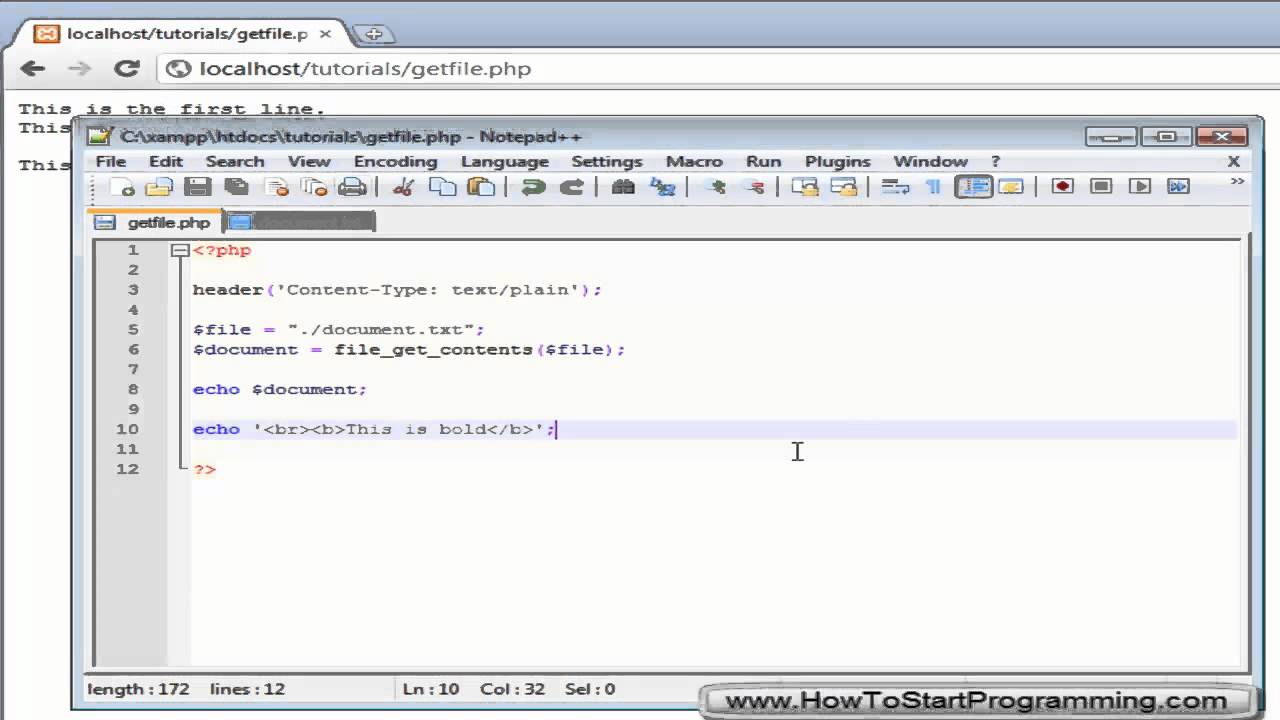 PHP Tutorial 24 - Reading A File (PHP For Beginners)
