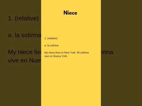 English to Spanish | How to say "Niece" in Spanish | #shorts #spanishlessons