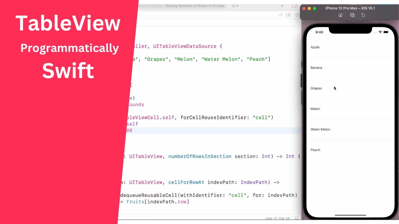 UITableView for beginners programmatically in Swift - Simple UITableView
