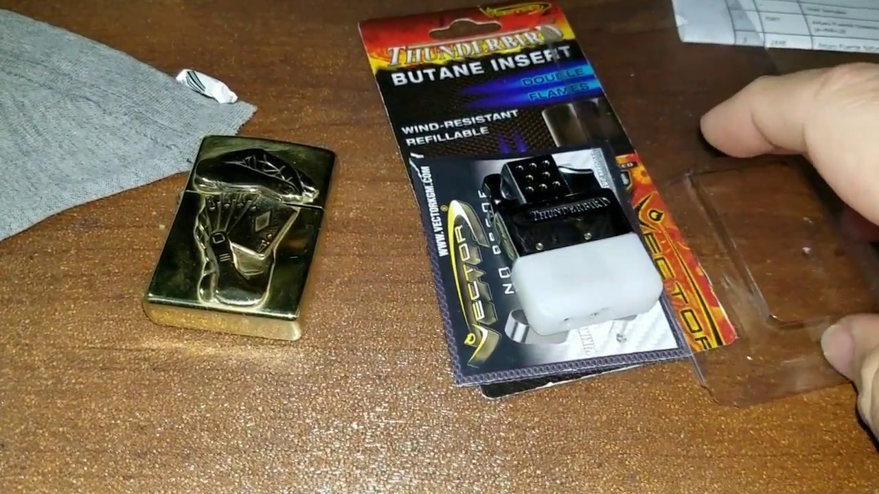 zippo hack with the vector thunderbird double flames butane insert