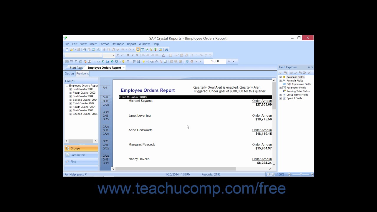 Crystal Reports 2013 Tutorial Viewing the SQL Code Business Objects Training