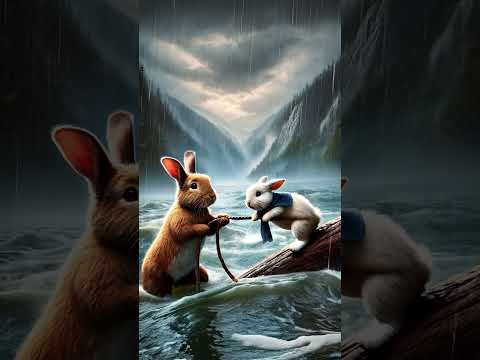 Brown Bunny Saves Drowning Bunny ๐๐ฐ #cute #animation #cartoon #rabbit #rabbits
