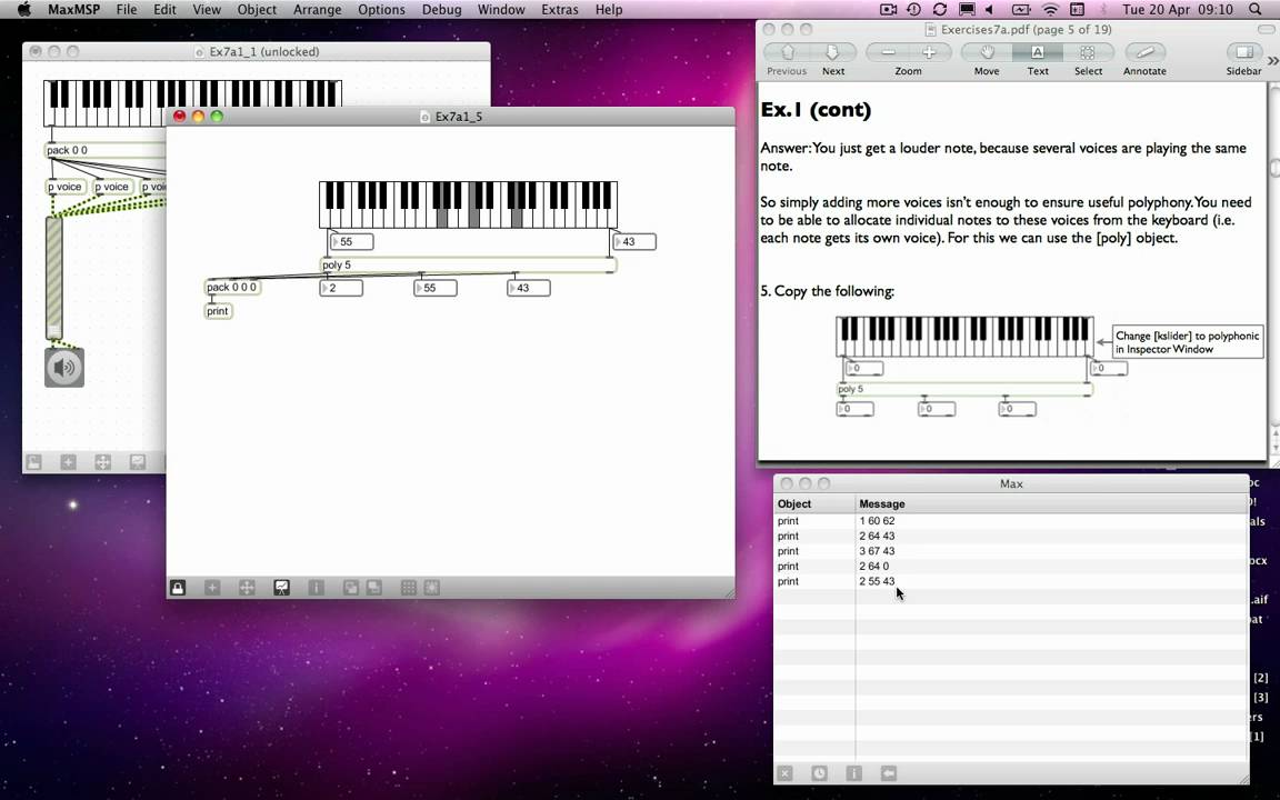 Max MSP Tutorial 07a2: Polyphony using [poly] & abstractions [2]