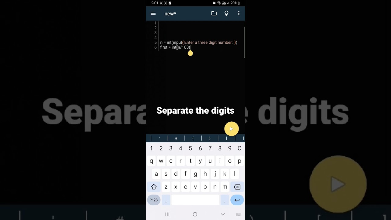 How to separate digits of a 3 digit number in python. #shorts  #python3 #programming