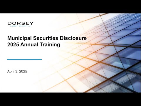 Annual Training Regarding Municipal Securities Disclosures