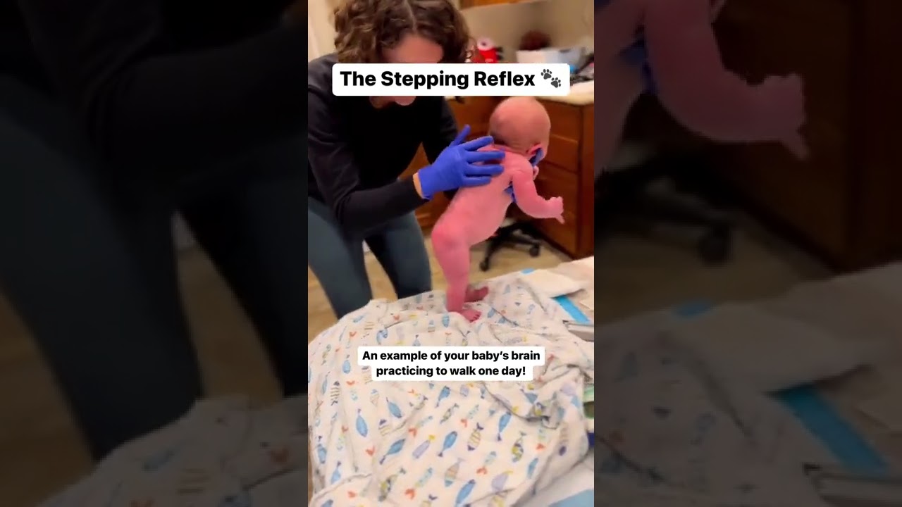 Walking/ Stepping Reflex in the Newborn #pediatrics