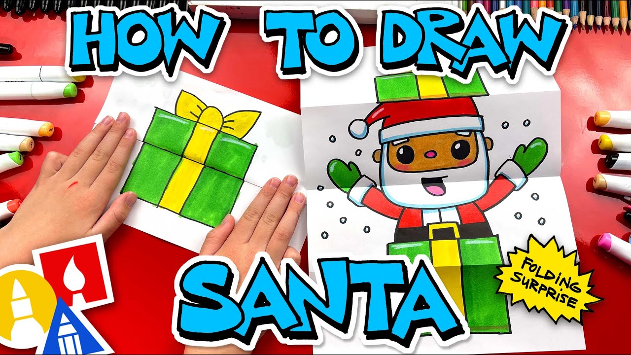 How To Draw Santa In A Present - Folding Surprise