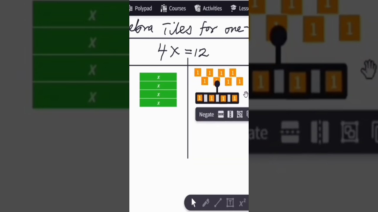 Algebra Tiles for one-step equation #math #algebra
