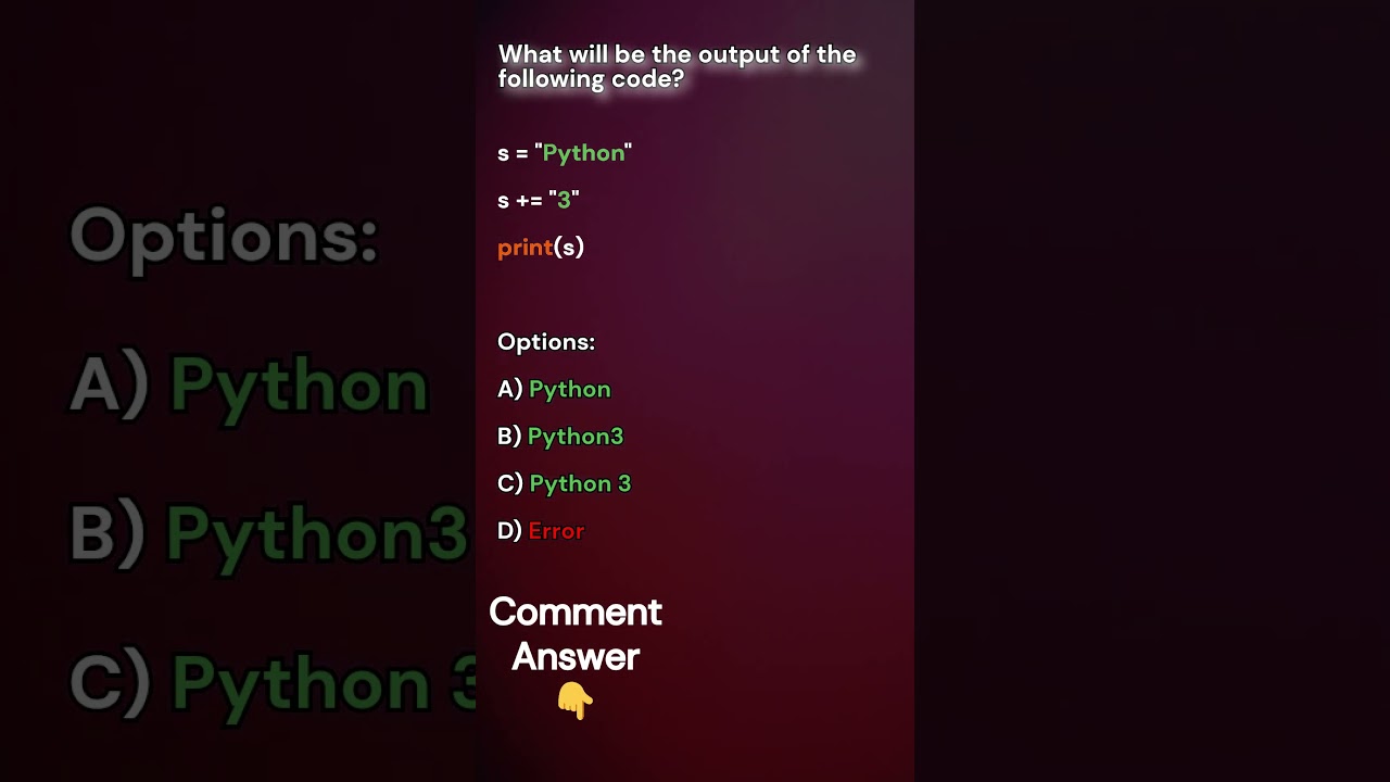 Python MCQ & Quiz Challenges  👍. #python #pythonprogramming #coding #shortfeed