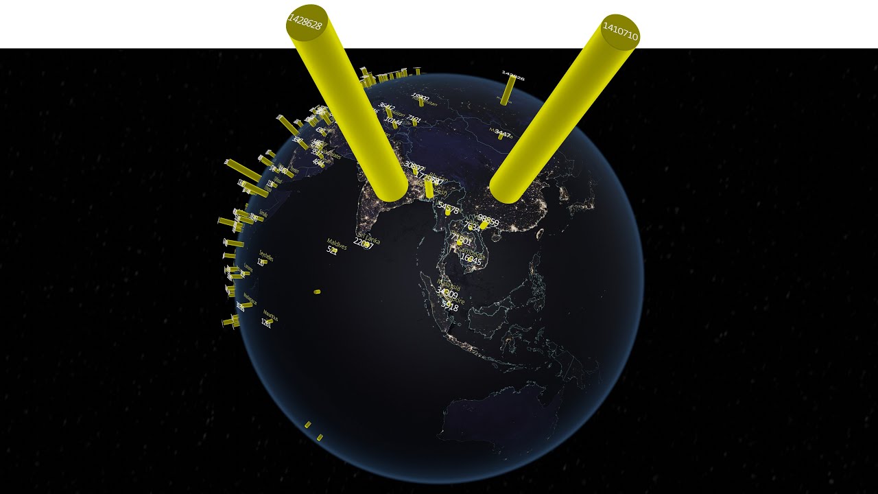 2024 3D World Population Simulation Interactive Maps by Continent