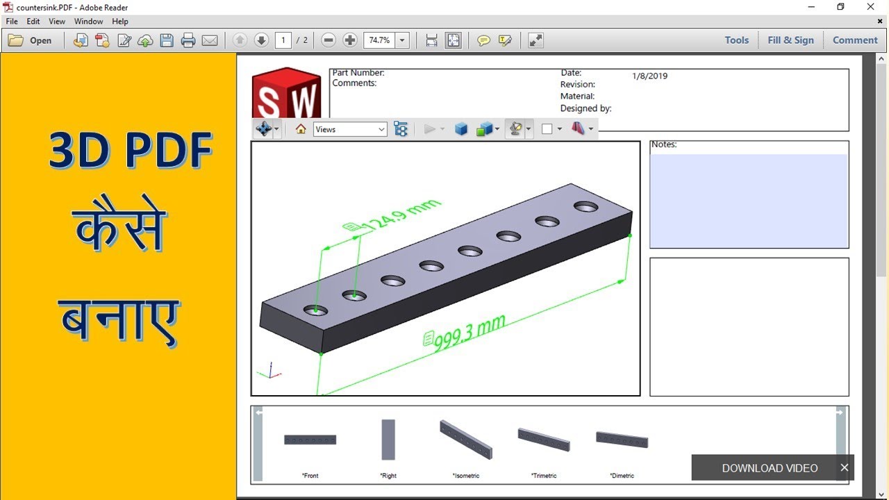 how to make 3D PDF of Solid model & Dimensioning