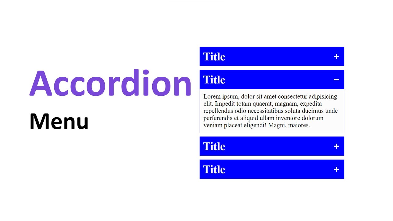 Accordion (FAQ menu) Menu Using HTML, CSS and JavaScript