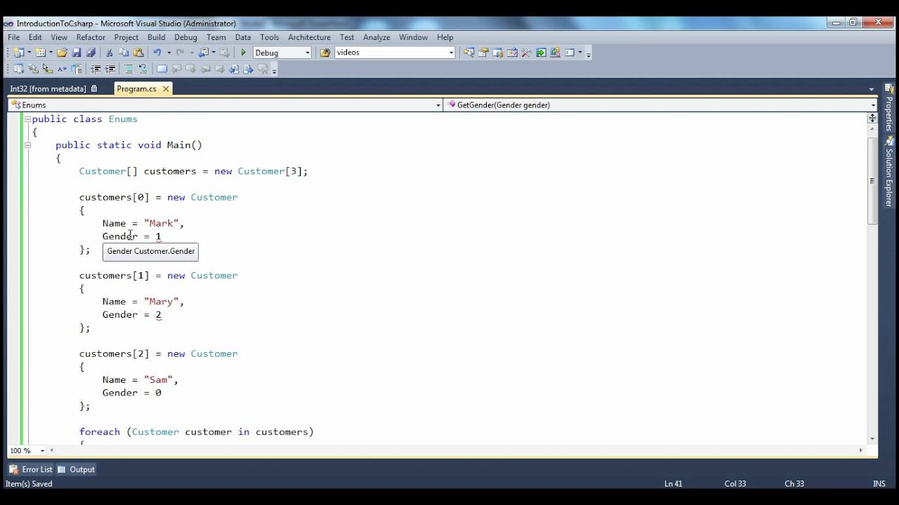 Part 46   C# Tutorial   Enums Example