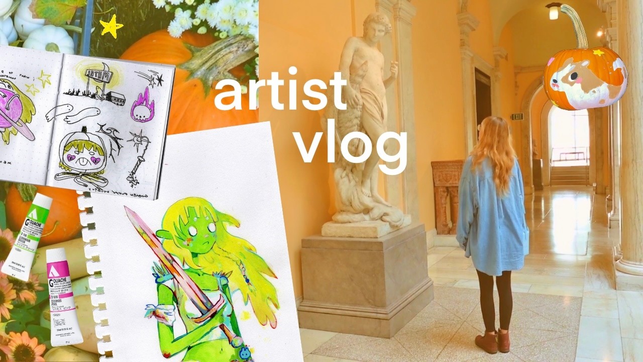 gouache painting,  autumn in the city 🎃 cozy art studio vlog (｀･ω･)ﾉ☆･ﾟ