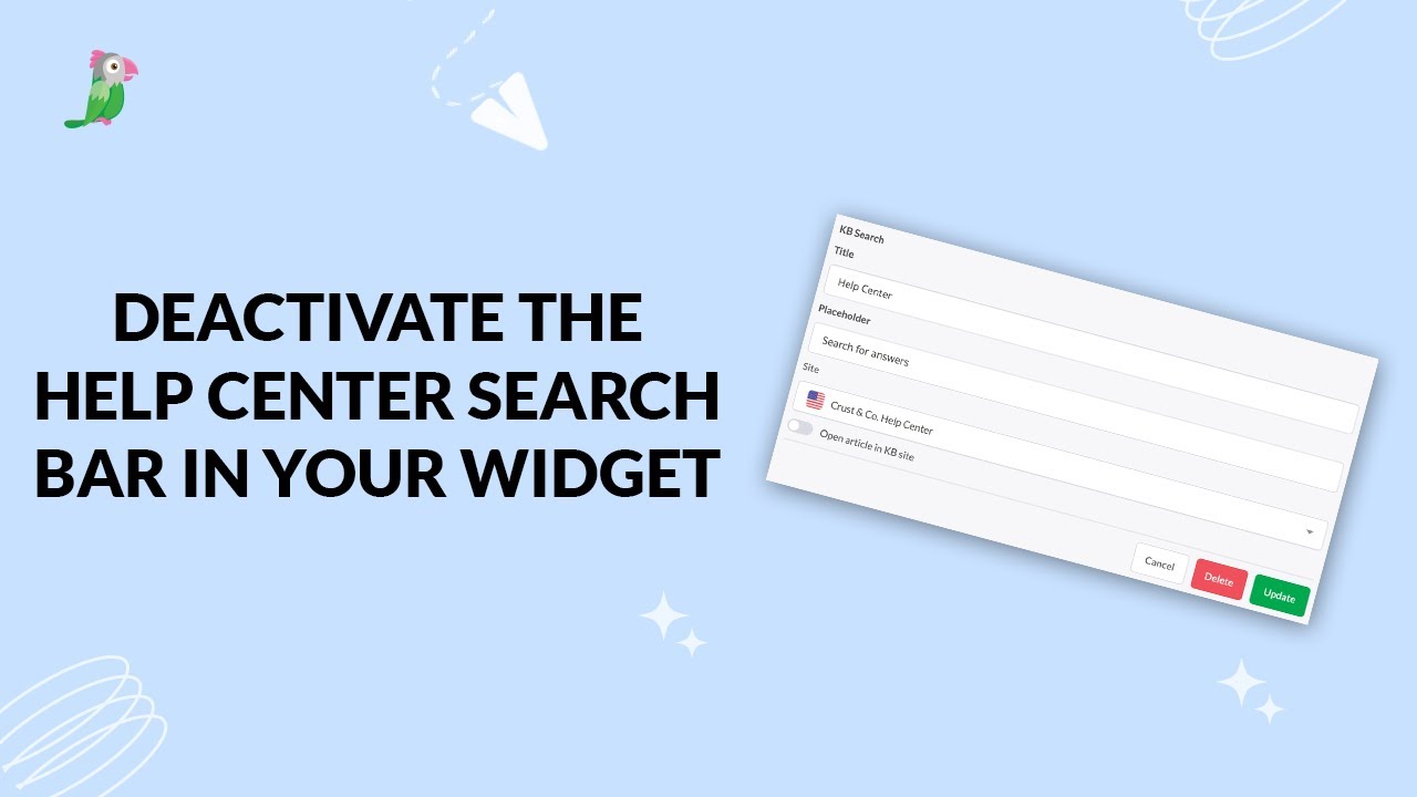 Deactivate the help center search bar in your widget