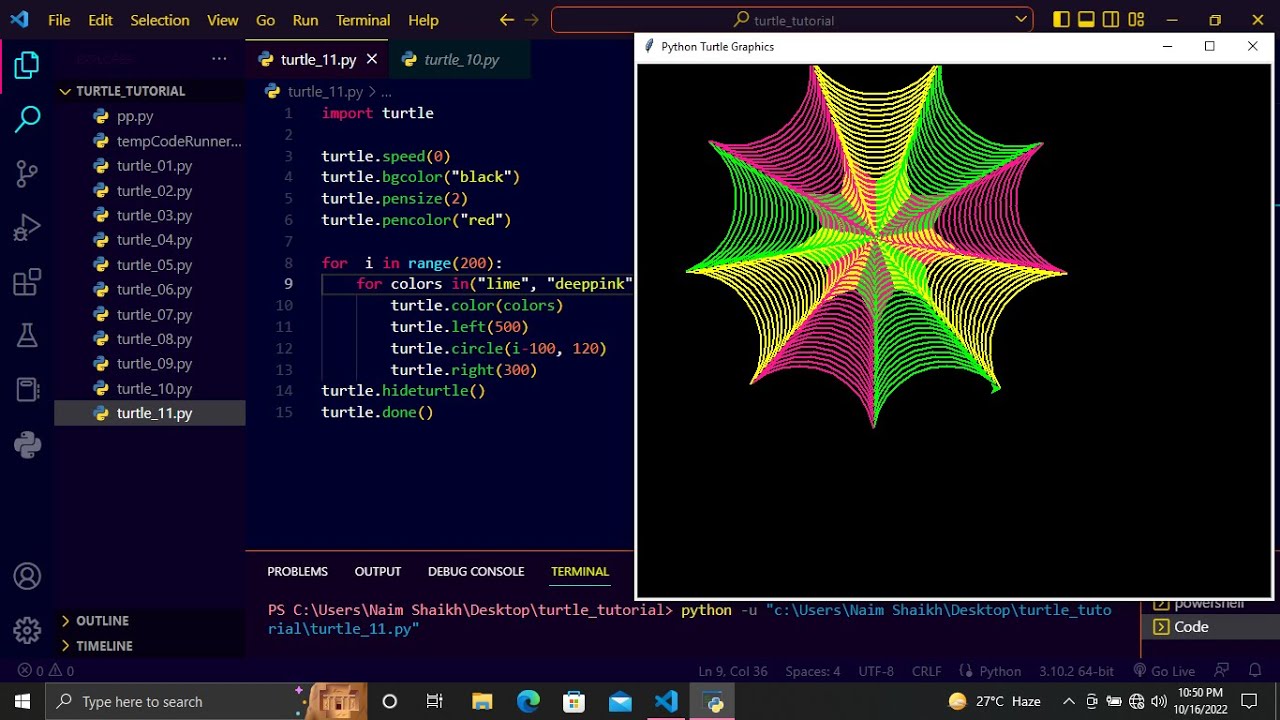 Python Turtle | Create a spider's web design | #python #turtle #design