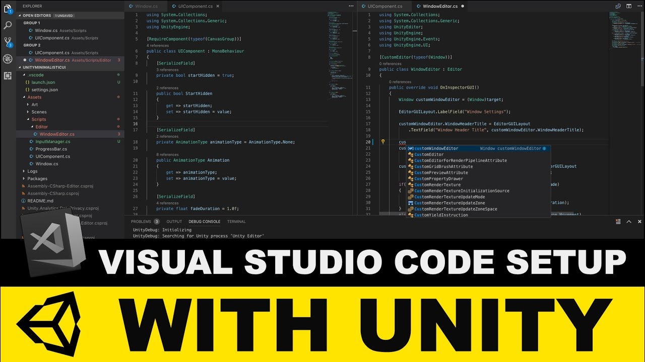 Unity3d Visual Studio Code setup - VSCode intellisense, VSCode Unity Debugger, and VSCode Snippets