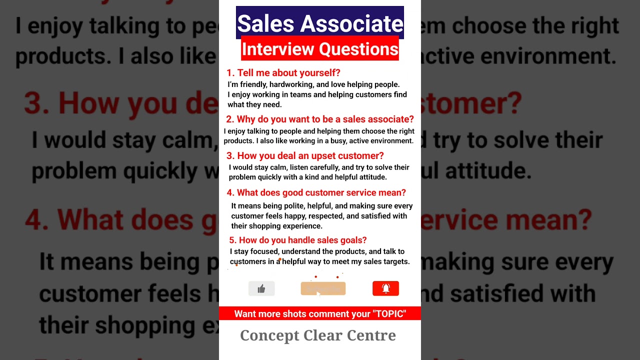 Sales Associate Interview Questions and Answers to get Hired