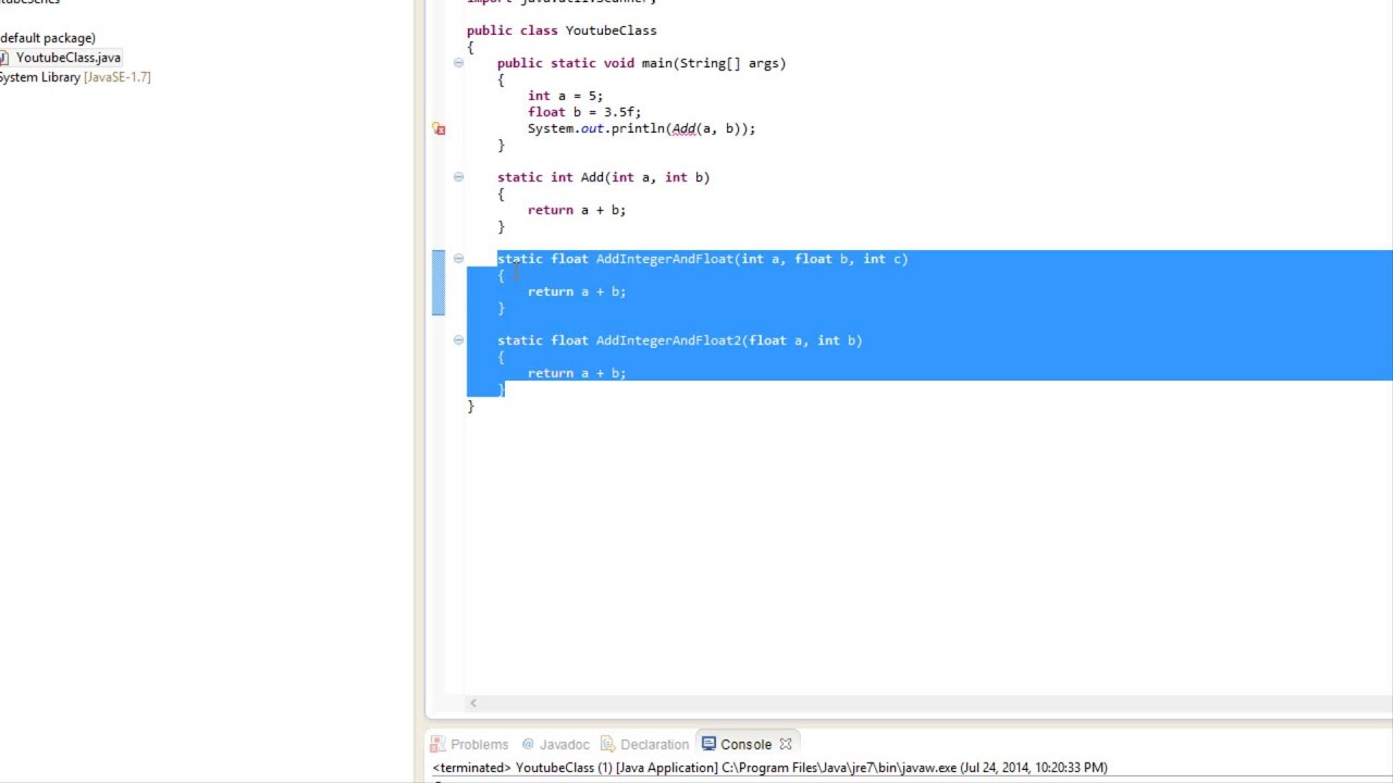 Java Made Easy Tutorial 20 - Method Overloading