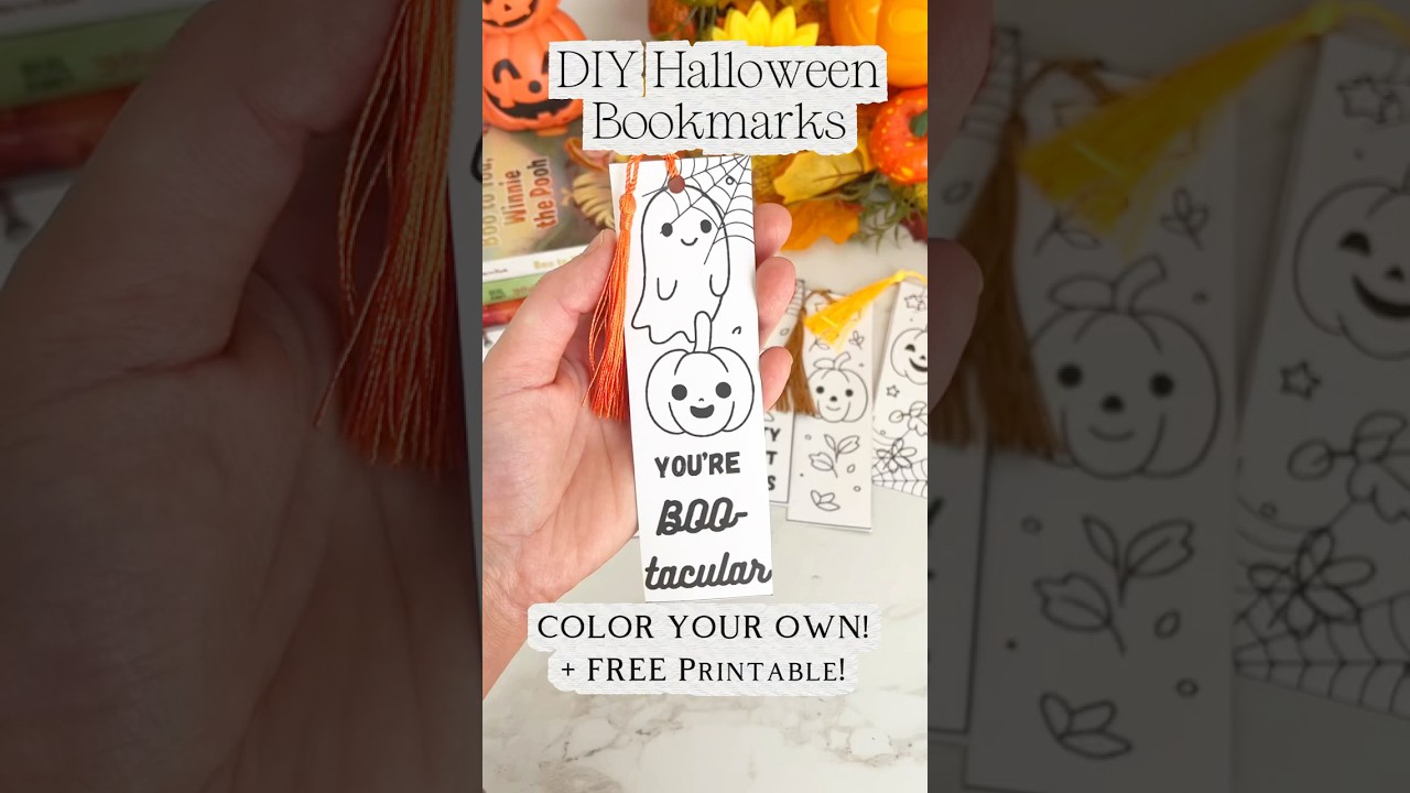 Printable DIY Halloween Bookmarks #youtubeshorts #bookmark #kidscrafts #halloween #trickortreat