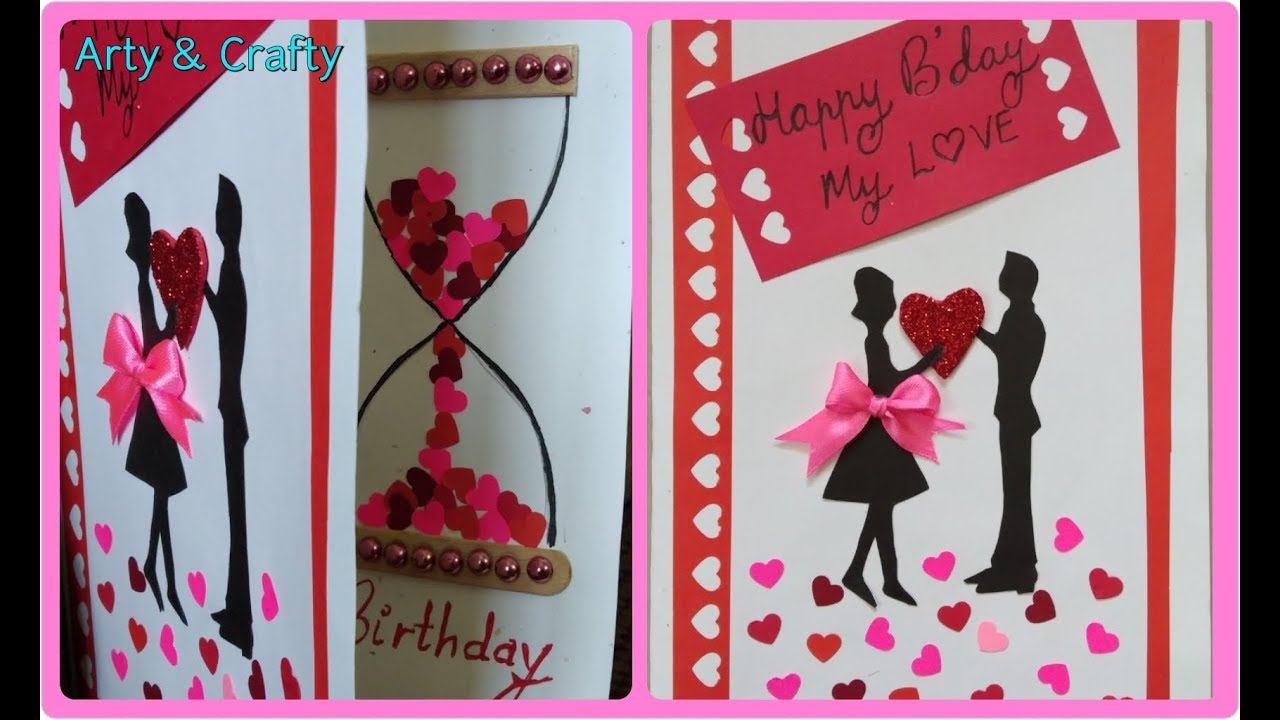 DIY Birthday Card/Beautiful Handmade Birthday Card /Romantic Greeting Card Idea by Arty & Crafty