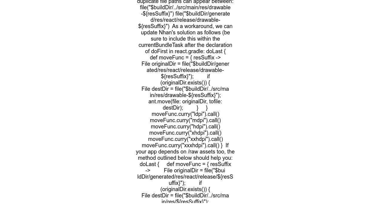 React Native Android Duplicate file error when generating apk