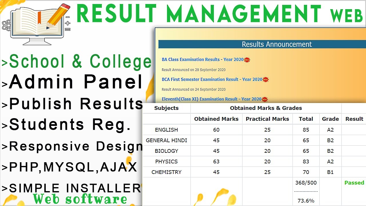 Result management system in PHP with MYSQL database | Results  Publisher | PHP website scripts