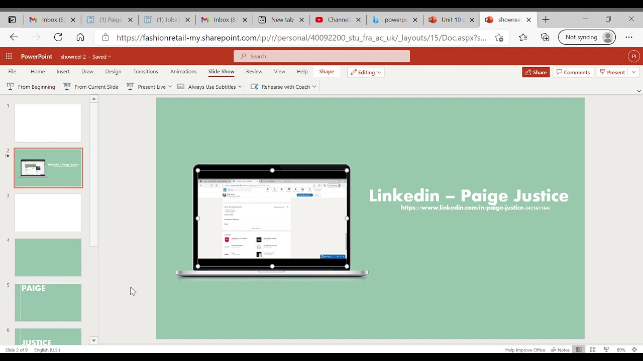 showreel 2 pptx and 8 more pages   Personal   Microsoft​ Edge 2021 03 22 10 51 48
