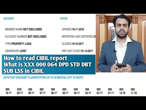 How to read cibil report | What does 000 064 XXX STD DPD DBT SUB LSS entries means in cibil report